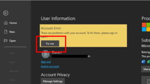 Office Error: Another account from your organization is already signed in